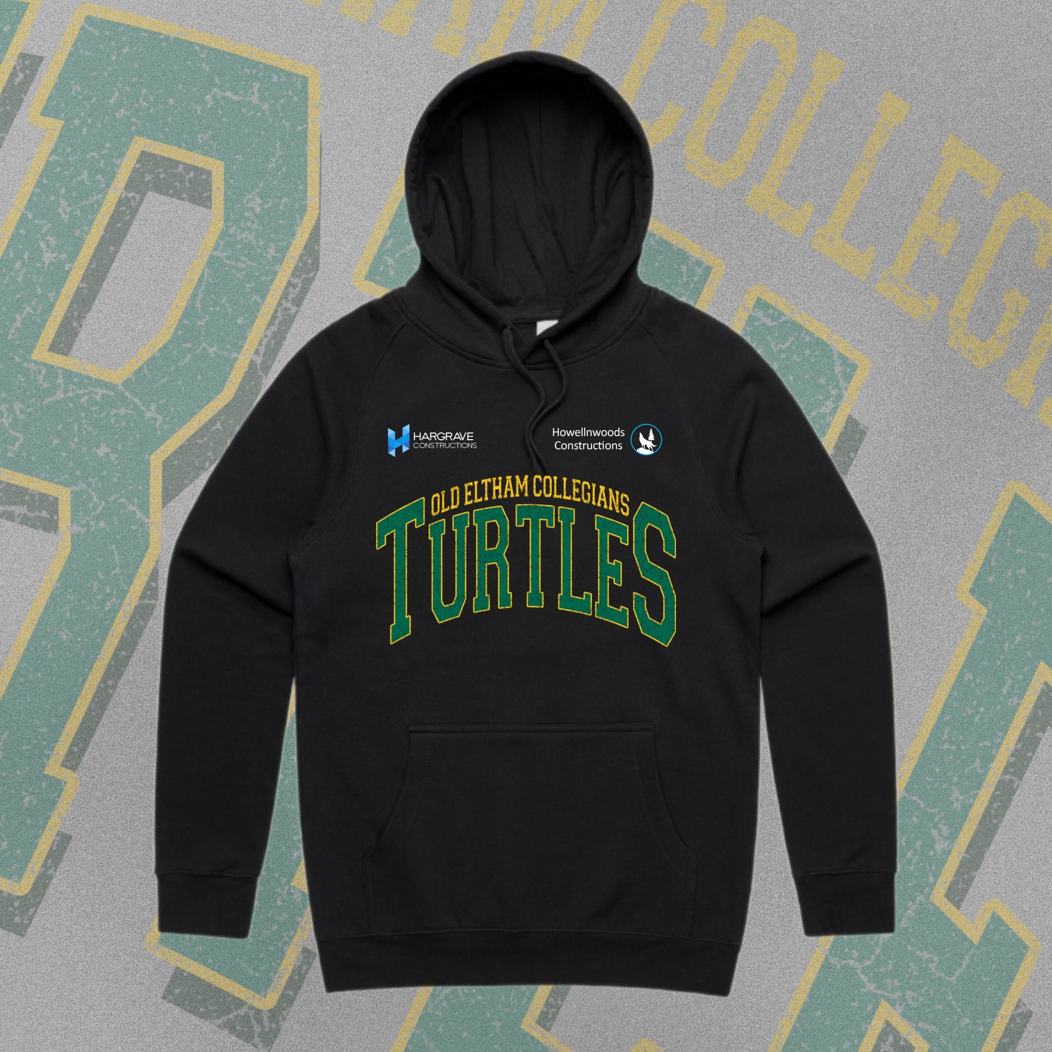 OLD ELTHAM COLLEGIANS FC VARSITY HOODIE - BLACK – Clubhouse Print Co